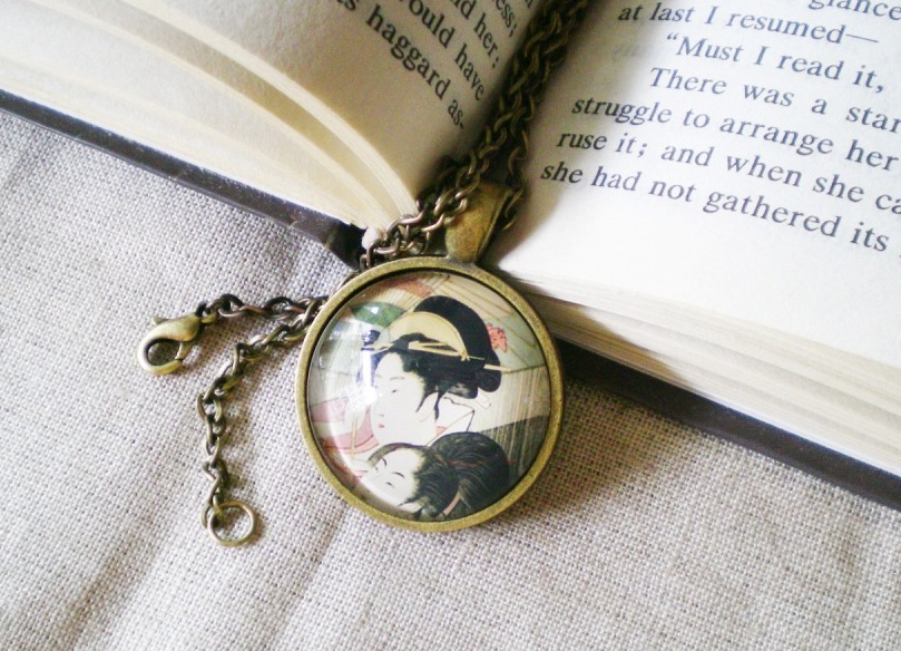 Japanese Ukiyoe Necklace, Japanese Girls, Japanese Style Pendant ...